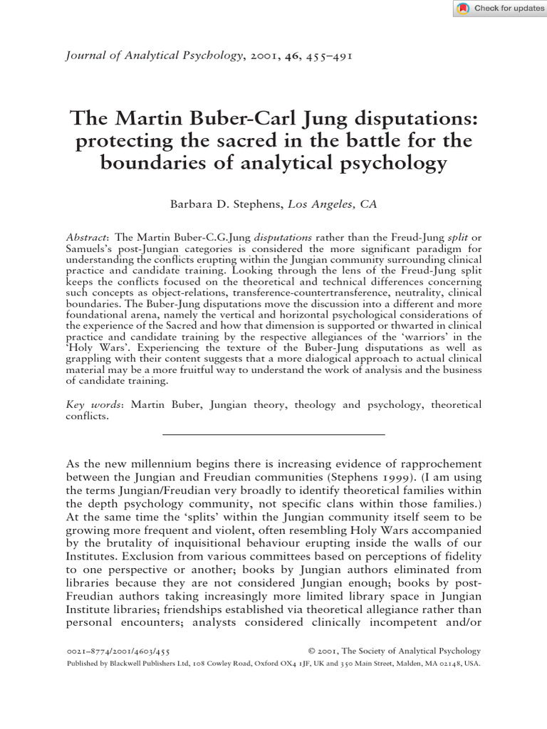 J Analytical Psychology - 2002 - Stephens - The Martin Buber‐Carl Jung ...