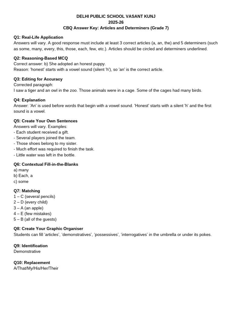 CBQ3 Answer Key Grade 7 | PDF