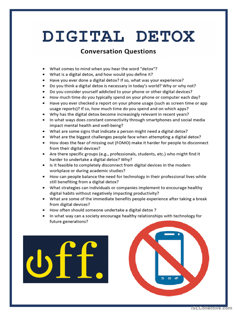 Conversation Starters on Digital Detox | PDF