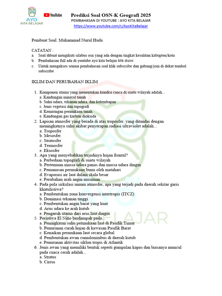 Soal Prediksi Osnk Geografi 2025 | PDF