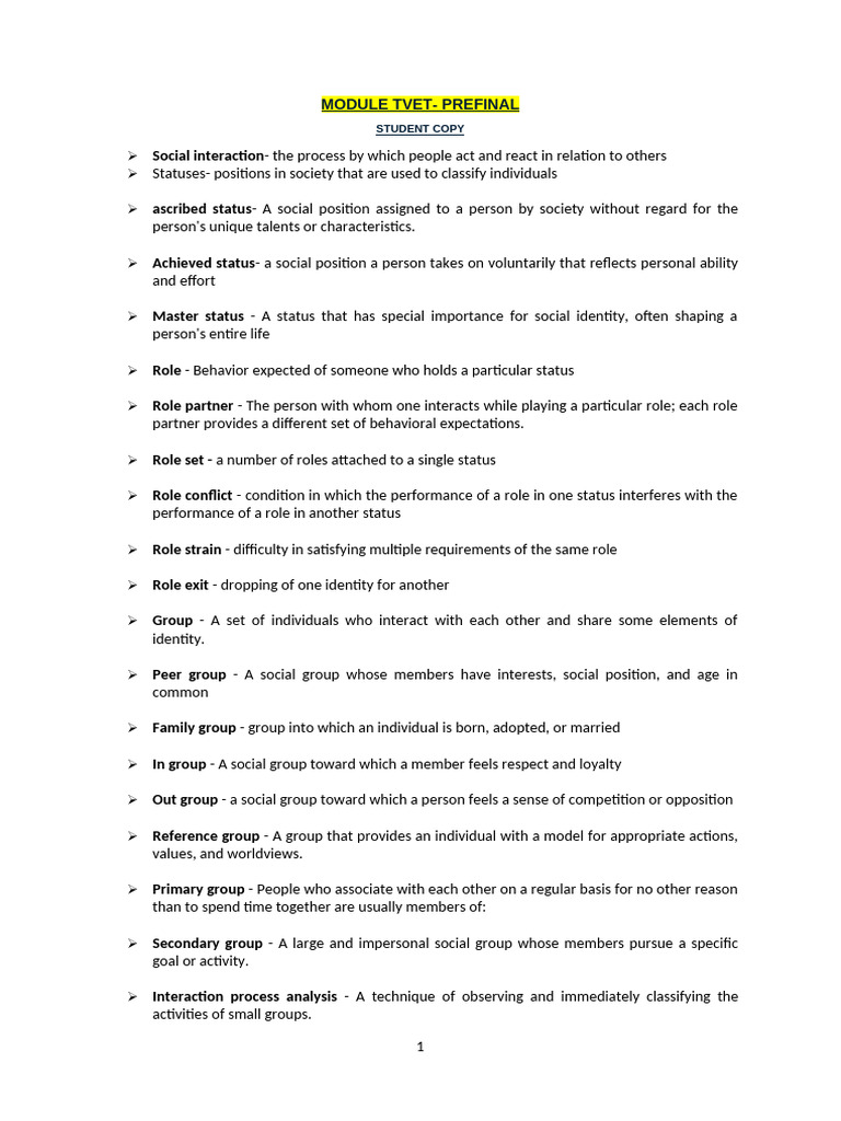 Module Tvet Pre Final Final Student | PDF | Cultural Assimilation ...