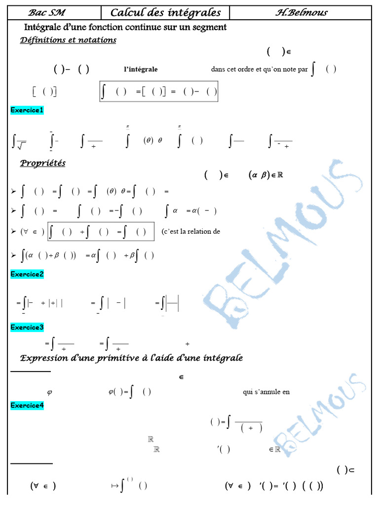 Calcul des intégrales pour le Bac SM | PDF | Fonction (Mathématiques ...