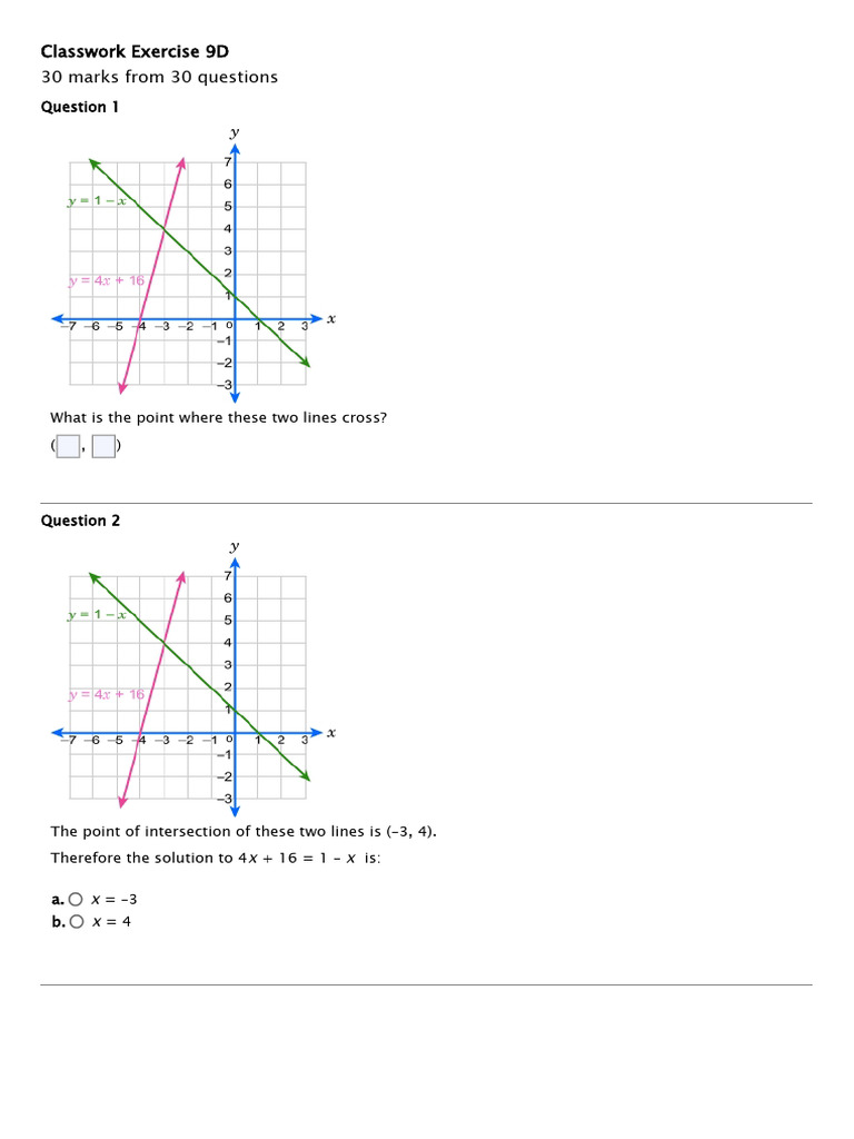 Classwork Exercise 9D | PDF | Equations | Mathematics