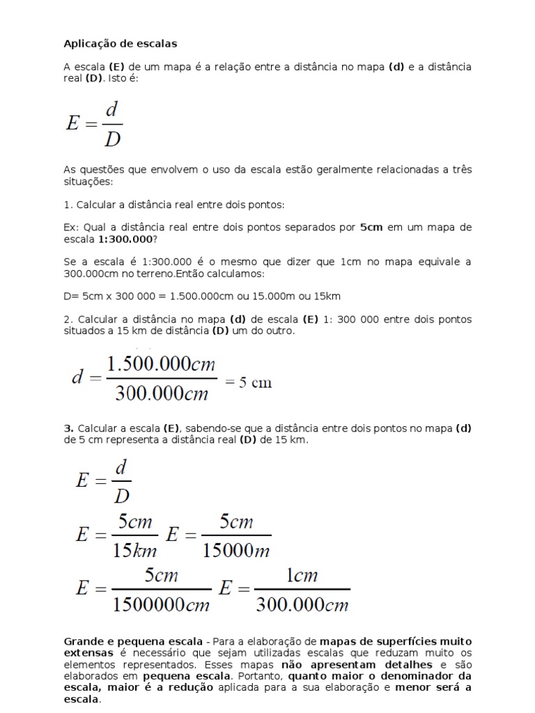 Aplicação de Escalas | PDF | Distância | Mapa