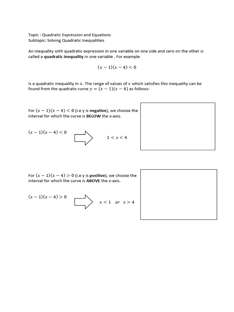 Quadratic Inequality AFF | PDF
