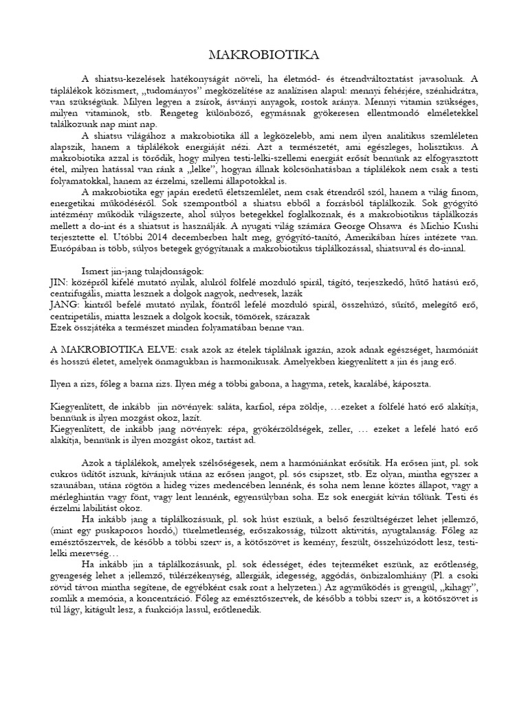 Távoktatás Makrobiotika | PDF