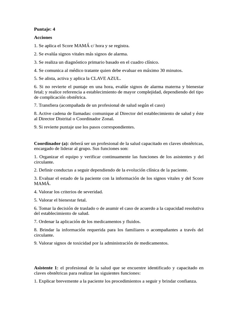 Protocolo Score MAMÁ 2025 y Claves Obstétricas | PDF | Especialidades ...