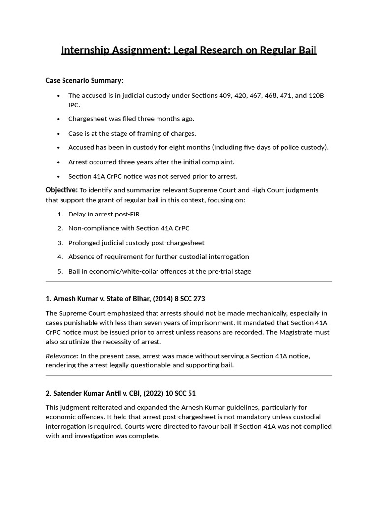 Internship Assignment Internshala | PDF | Bail | Arrest
