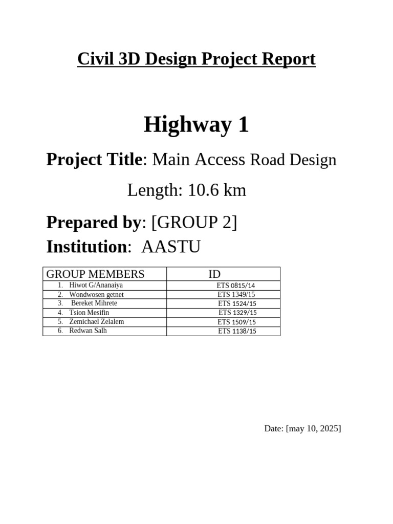 Main Access Road Design in Civil 3D | PDF | Road | Traffic