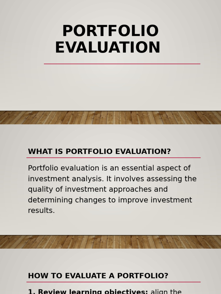 Portfolio Evaluation | PDF