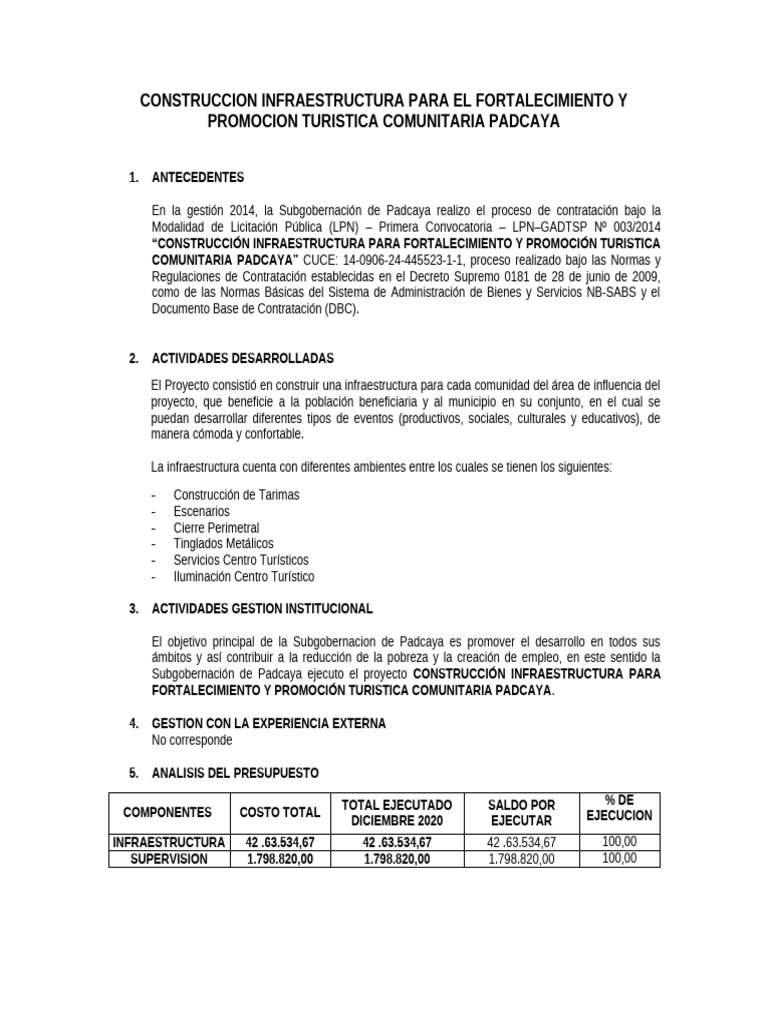 Infraestructura Turistica Comunitaria | PDF | Infraestructura | Economias