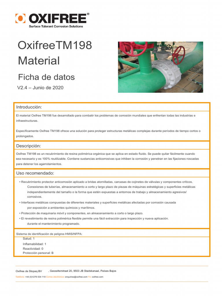 Protección Anticorrosión Oxifree TM198 | PDF | Corrosión | Ciencias fisicas