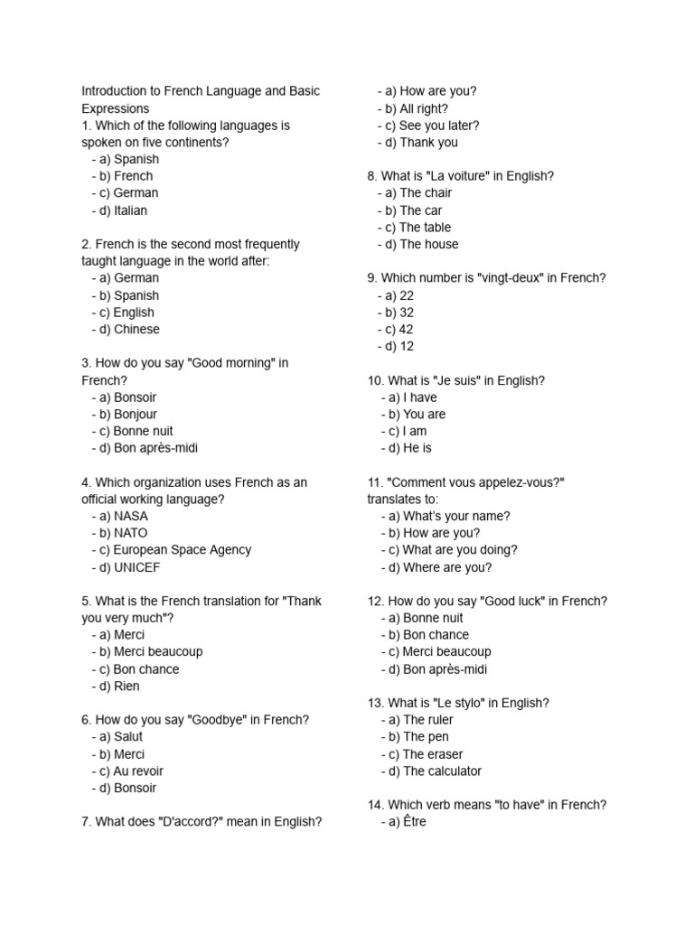 Flang Reviewer Exam Type | PDF | French Language | Linguistics