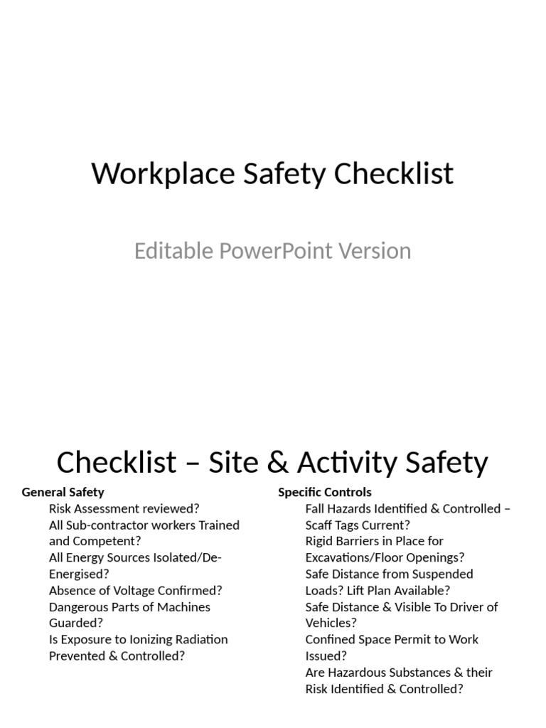 Editable_Workplace_Safety_Checklist | PDF