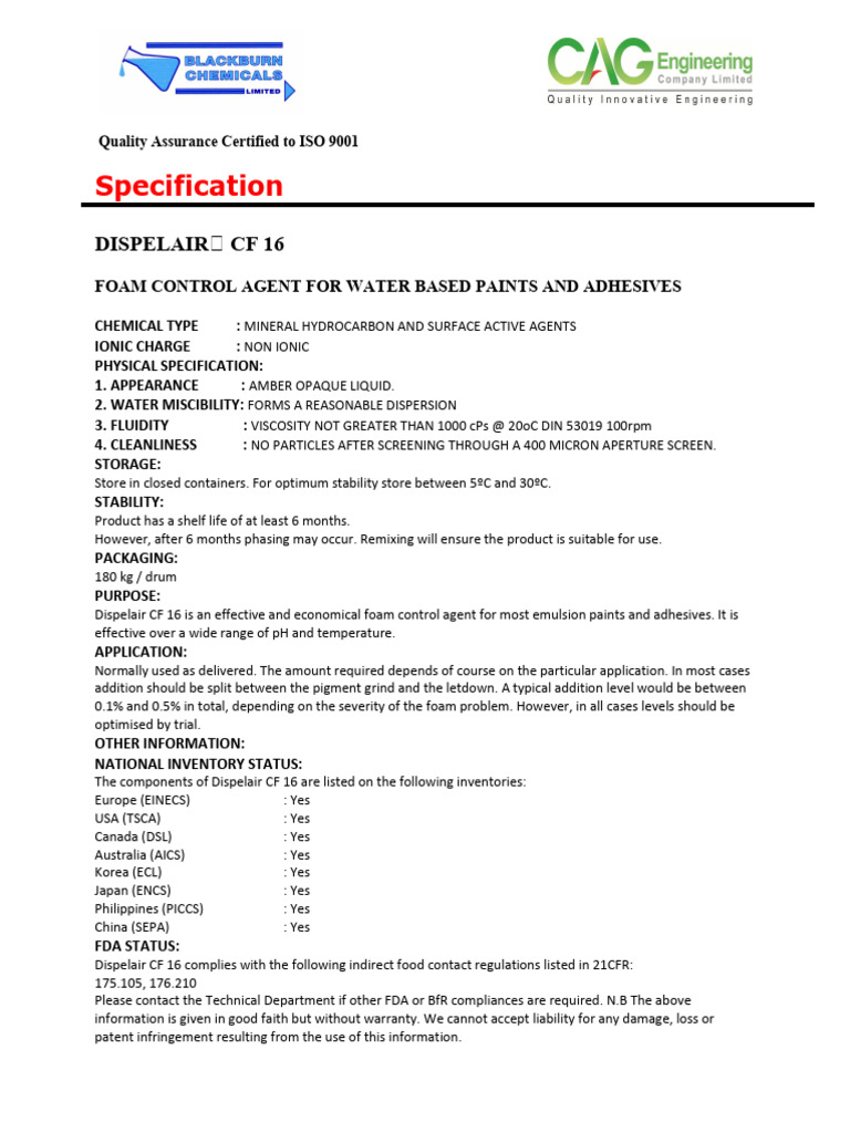 SAFETY DATA SHEET (CF 16) SP | PDF