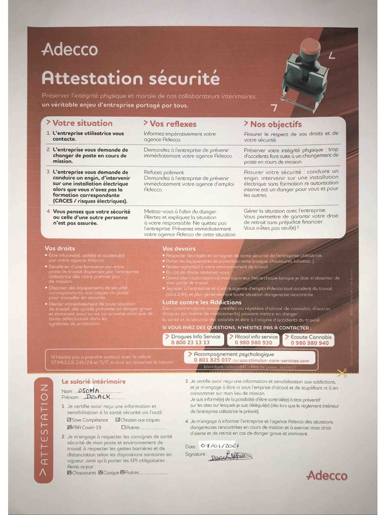 Attestation Sécurité | PDF