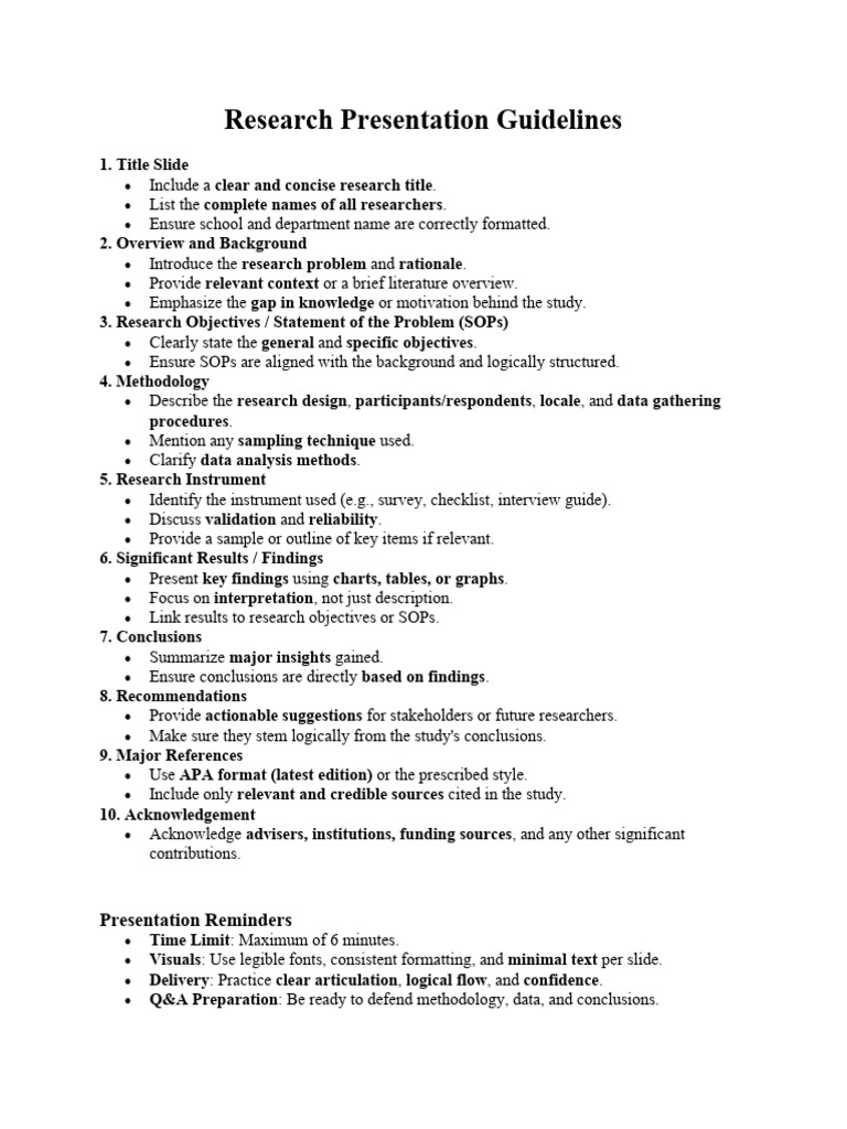 Research Presentation Guidelines | PDF