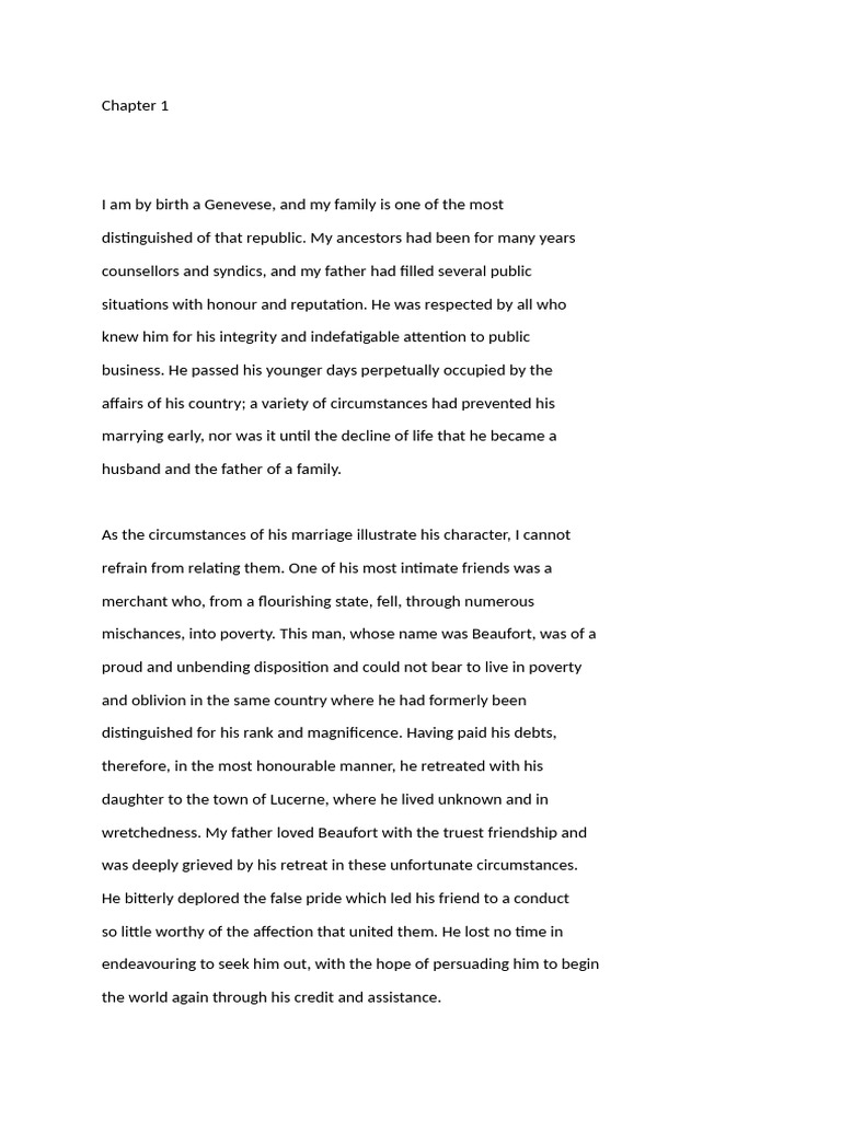 SCRIBD FRANKENSTEIN CHAPTER1 | PDF | Love