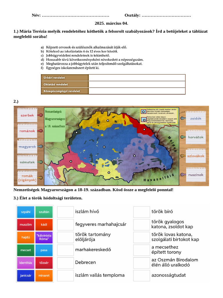 Írásbeli Dolgozat - 6.b - Mária Terézia | PDF