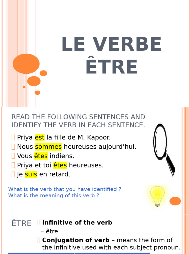 Conjugaison du verbe ÊTRE en français | PDF