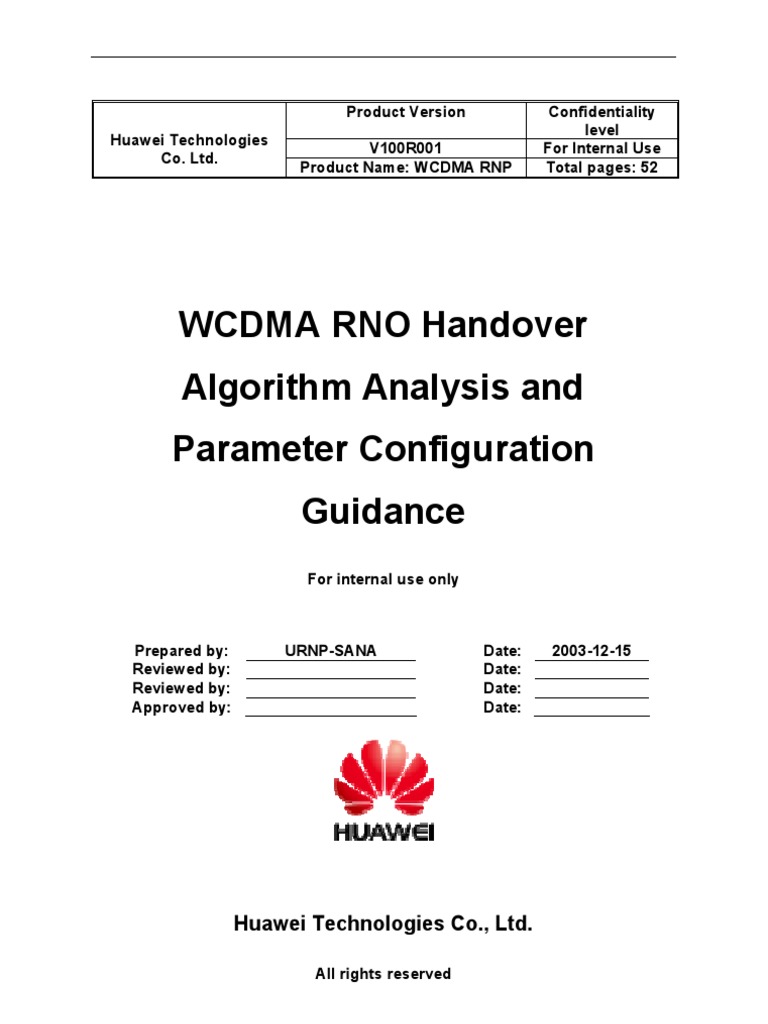 WCDMA RNO Handover Algorithm Analysis and Parameter Configurtaion Guidance-20050316-A-1.0 | PDF ...