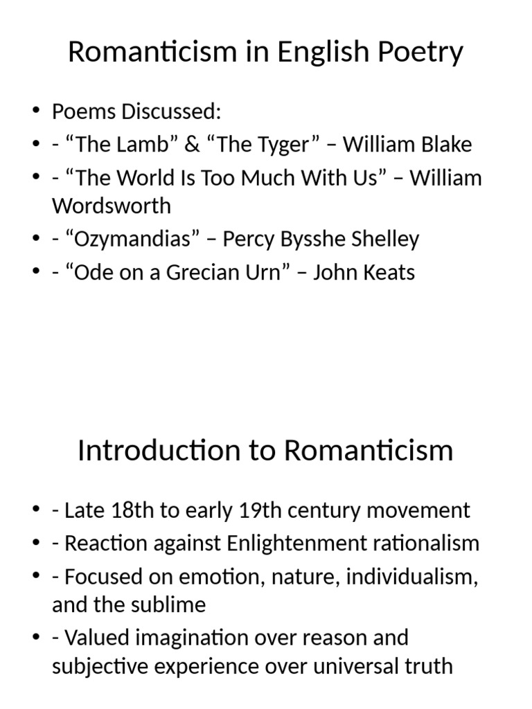 Enhanced Romanticism Presentation | PDF | Romanticism | Poetry