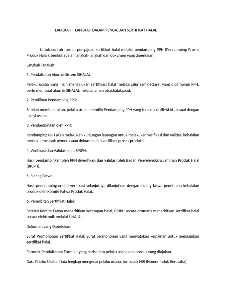 Langkah - Langkah Pengajuan Sertifikat Halal | PDF