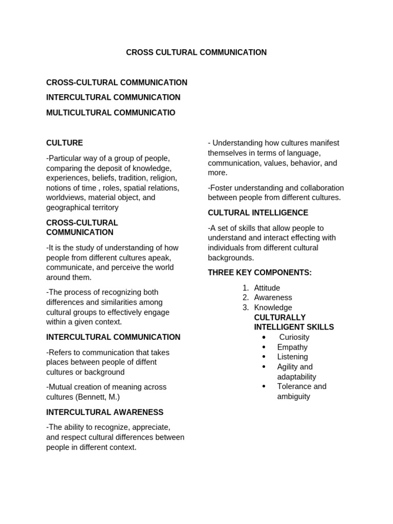 Cross Cultural Communication | PDF | Communication | Cross Cultural ...