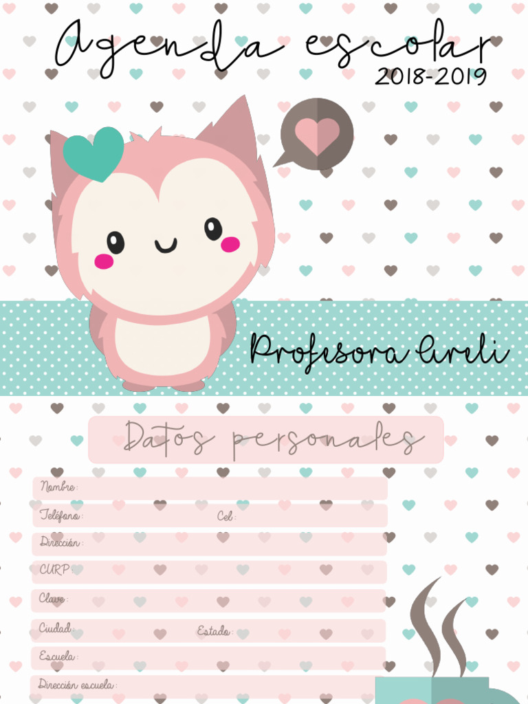 AGENDA-BUHÓS-2018-2019-PROFESORA-ARELI (1) | PDF