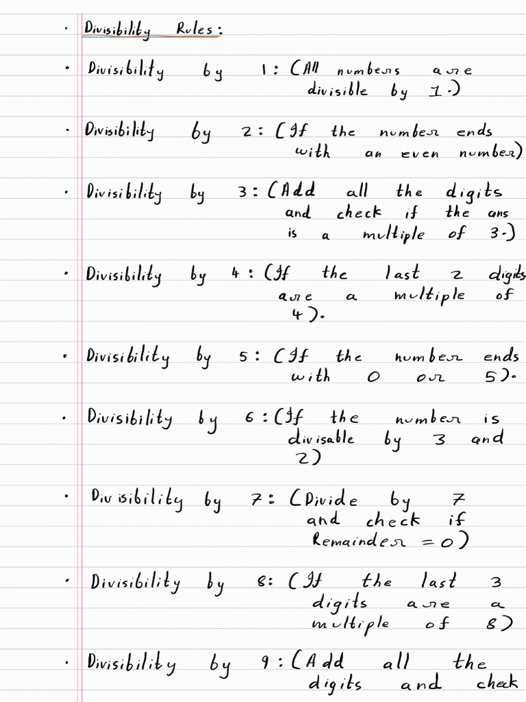 Rules of Divisibility | PDF