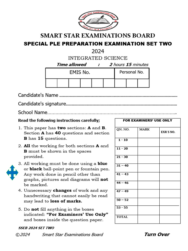 Sseb P.7 Scie Set Ii 2024 | PDF