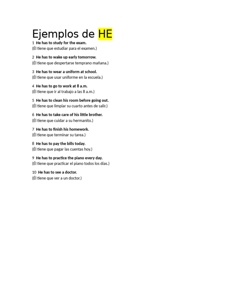 Ejemplos de "have to" en inglés | PDF | Grabación de sonido