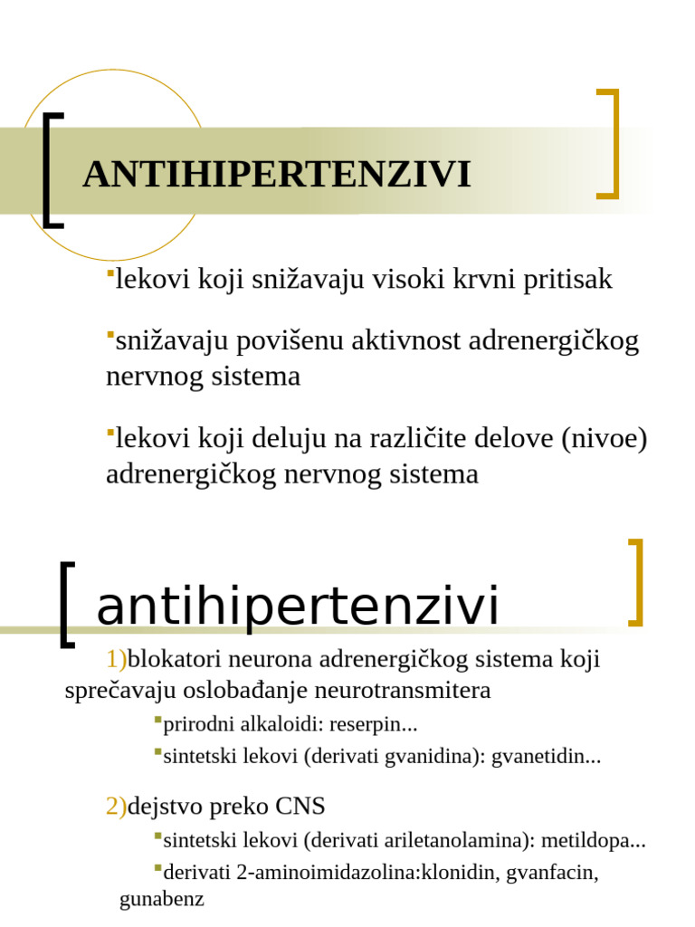Antihipertenzivi Prezentacija | PDF