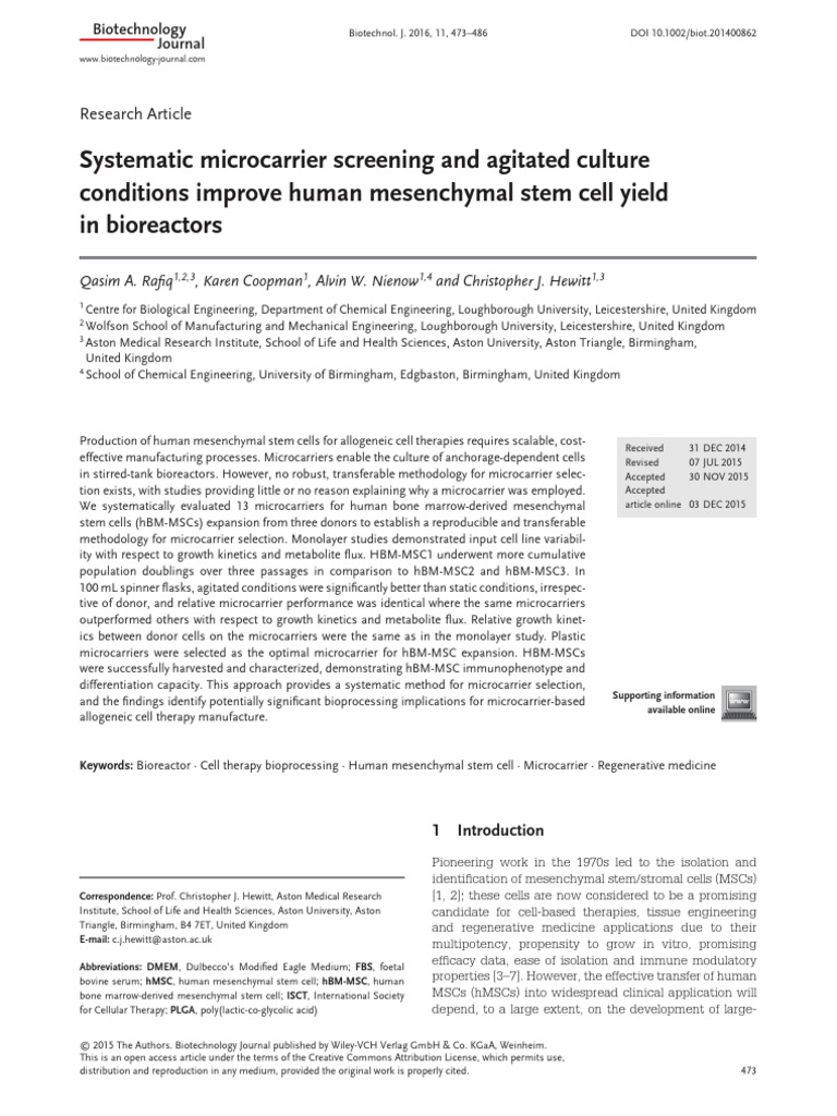 Microcarrier Selection for MSC Expansion | PDF | Porosity | Mesenchymal ...