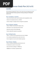 Weekly Korean Study Schedule | PDF | Phrase | Grammatical Tense