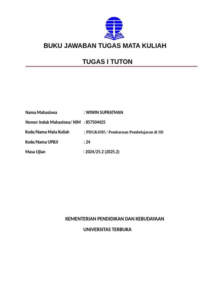 Jawaban Tugas Tuton TT 1 Wiwin Supratman 857504425 Metode Penelitian | PDF