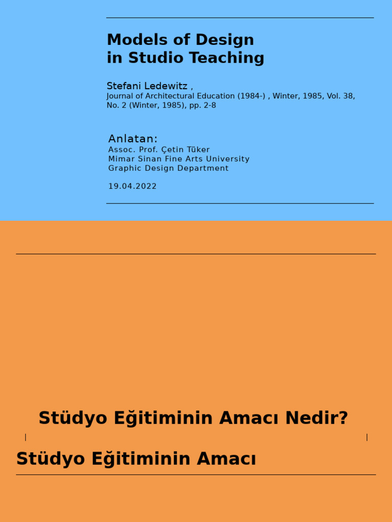 Models of Design in Studio Teaching | PDF