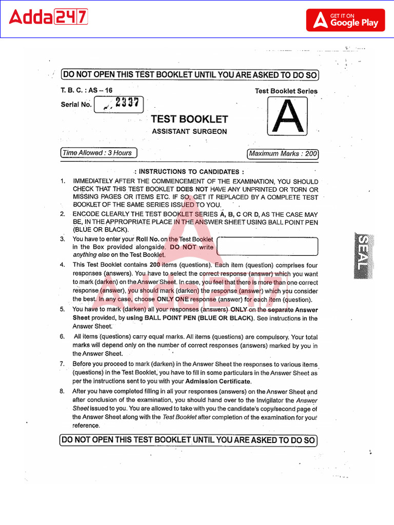 OPSC Medical Officer Asst Surgeon 2015 16 PYQ | PDF