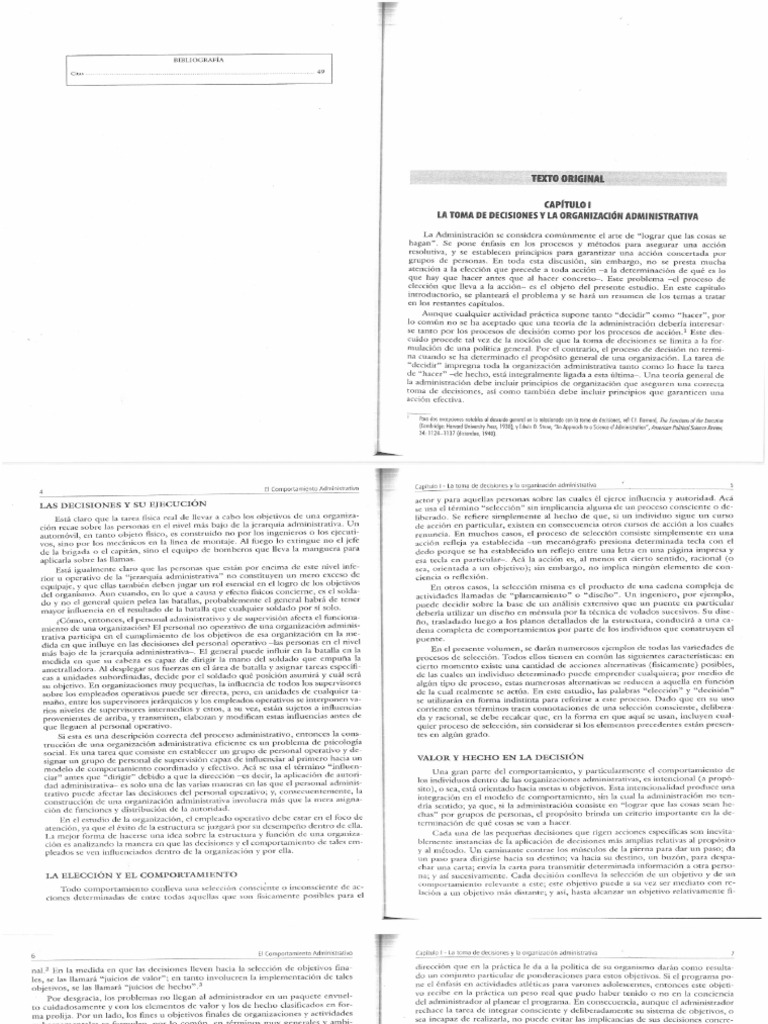 Simon Cap 1 y 5 | PDF | Toma de decisiones | Comportamiento