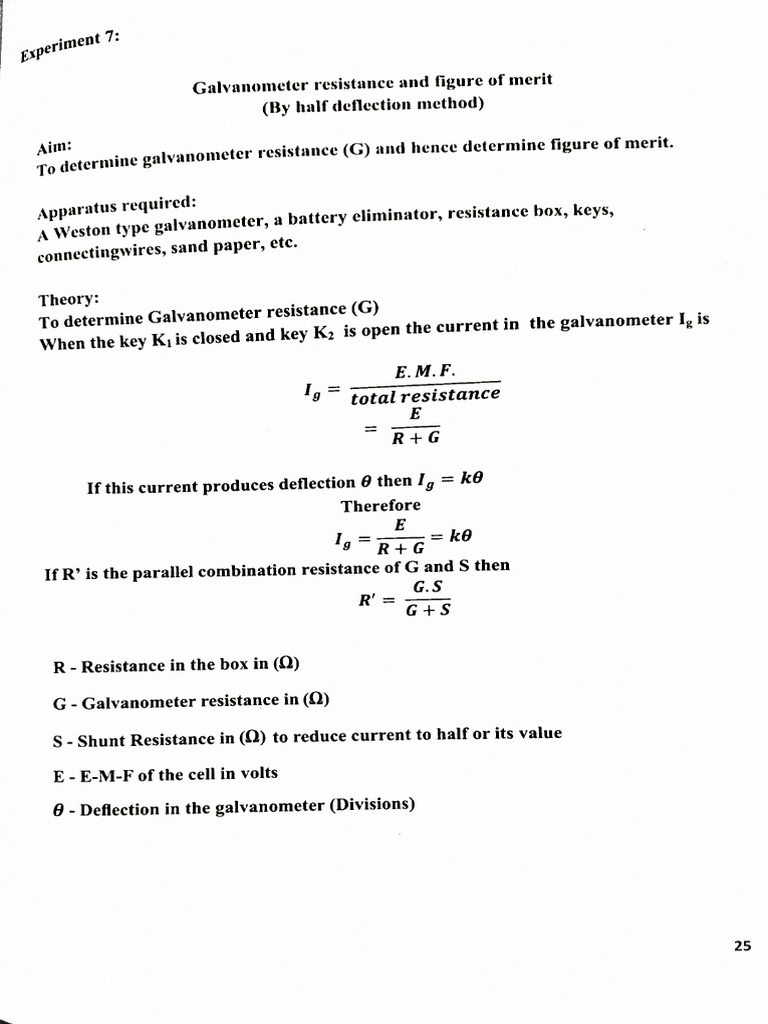 Galvanometer Resistance Exp3 | PDF