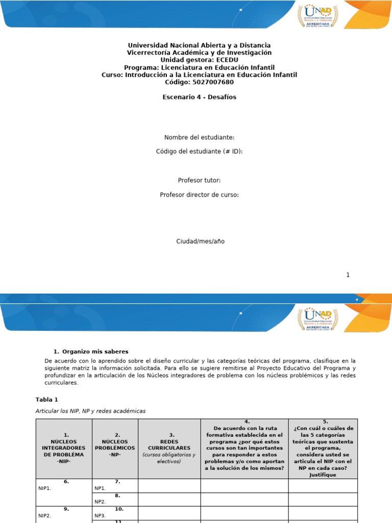Anexo 5 - Formato 4 - Escenario 4 - Desafíos | PDF | Educación de la primera infancia | Aprendizaje
