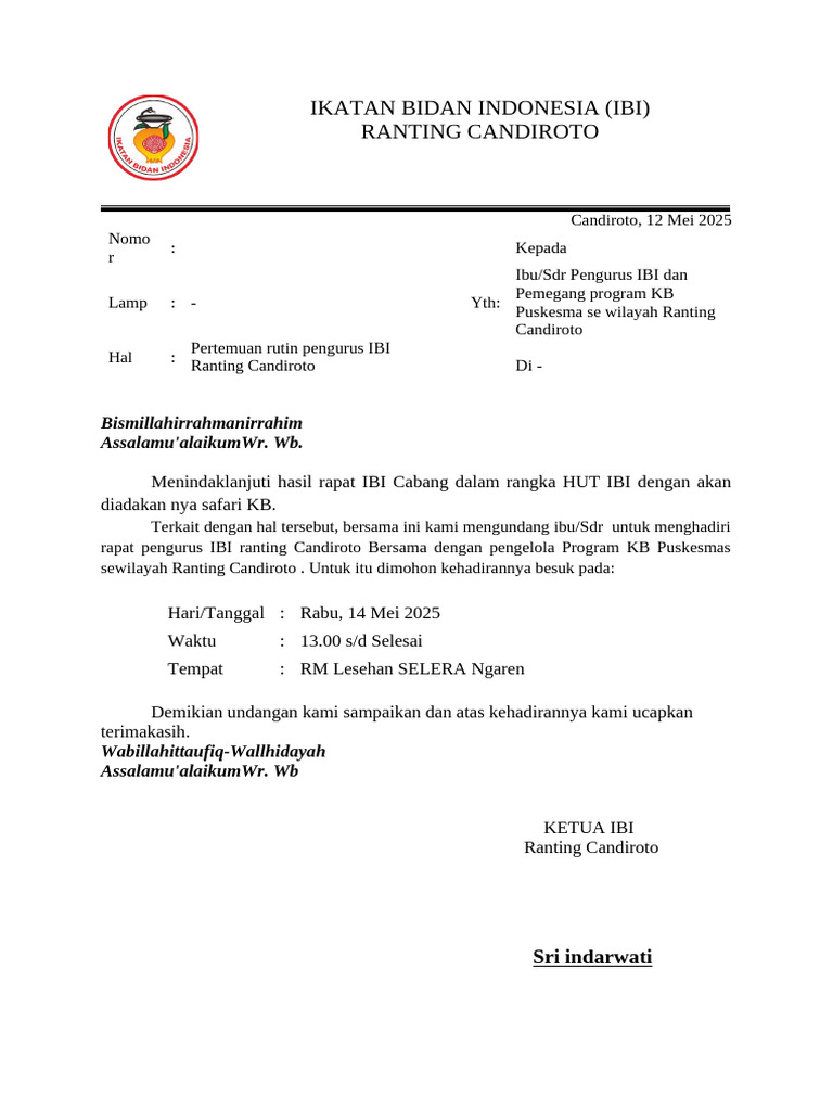 Surat-Undangan-Rapat IBI | PDF