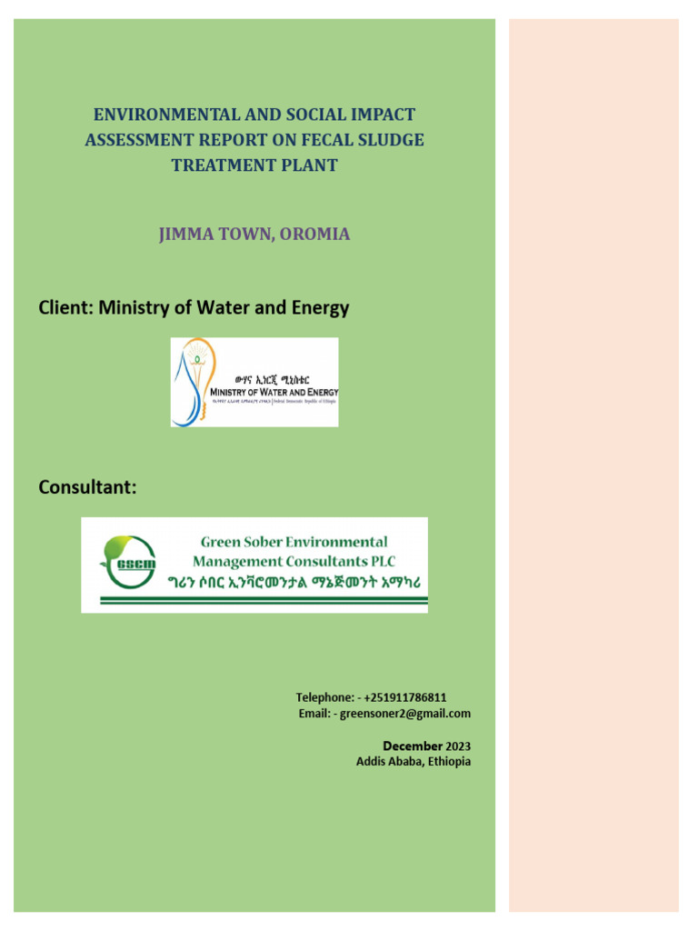 Jimma Final ESIA | PDF | Environmental Impact Assessment | Sewage Treatment