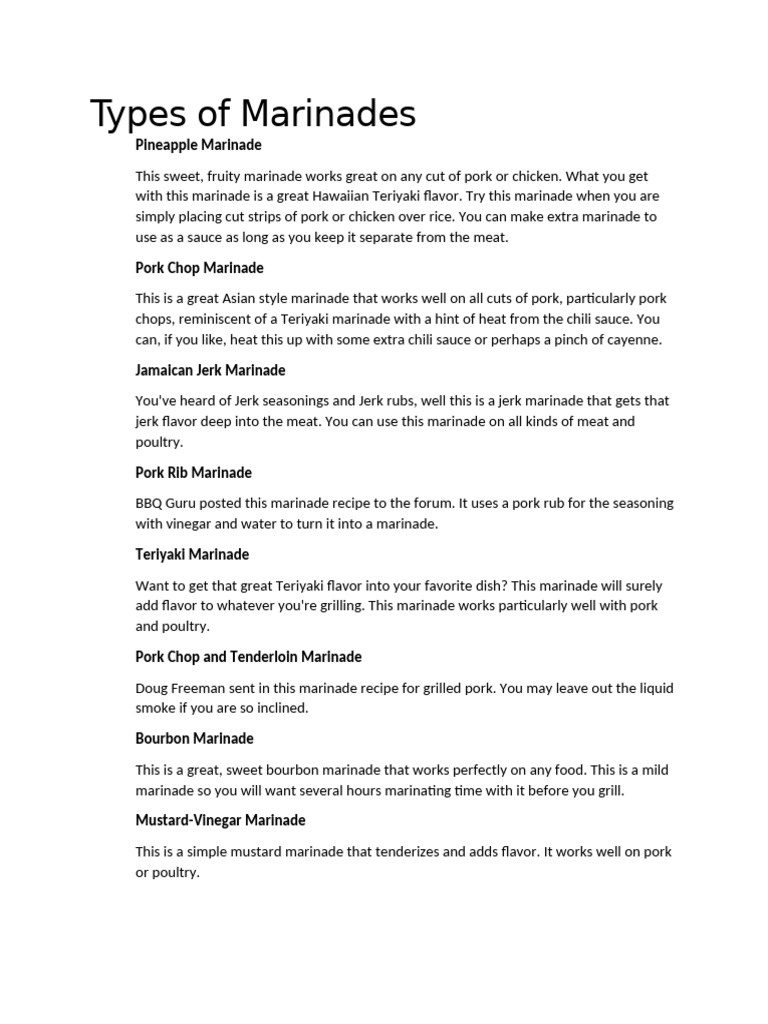10 Types of Marinades for Meat | PDF