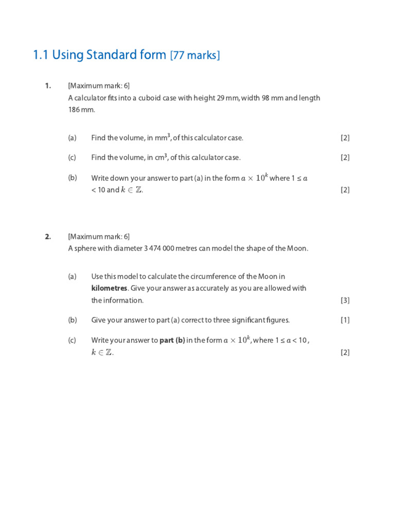 1.1 Using Standard Form | PDF | Metrology | Quantity