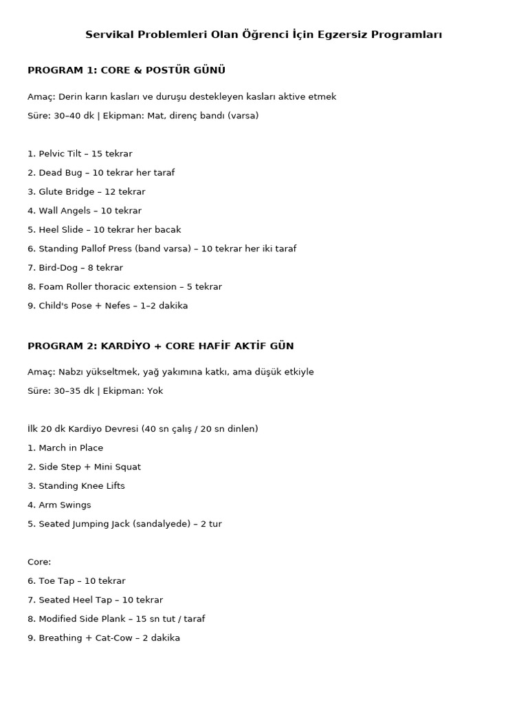 Servikal_Öğrenci_Antrenman_Programları | PDF