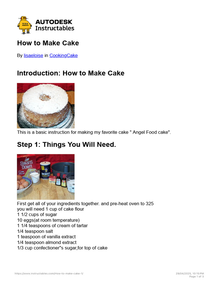 How To Make Cake - 9 Steps (With Pictures) - Instructables | PDF | Cakes | Foods