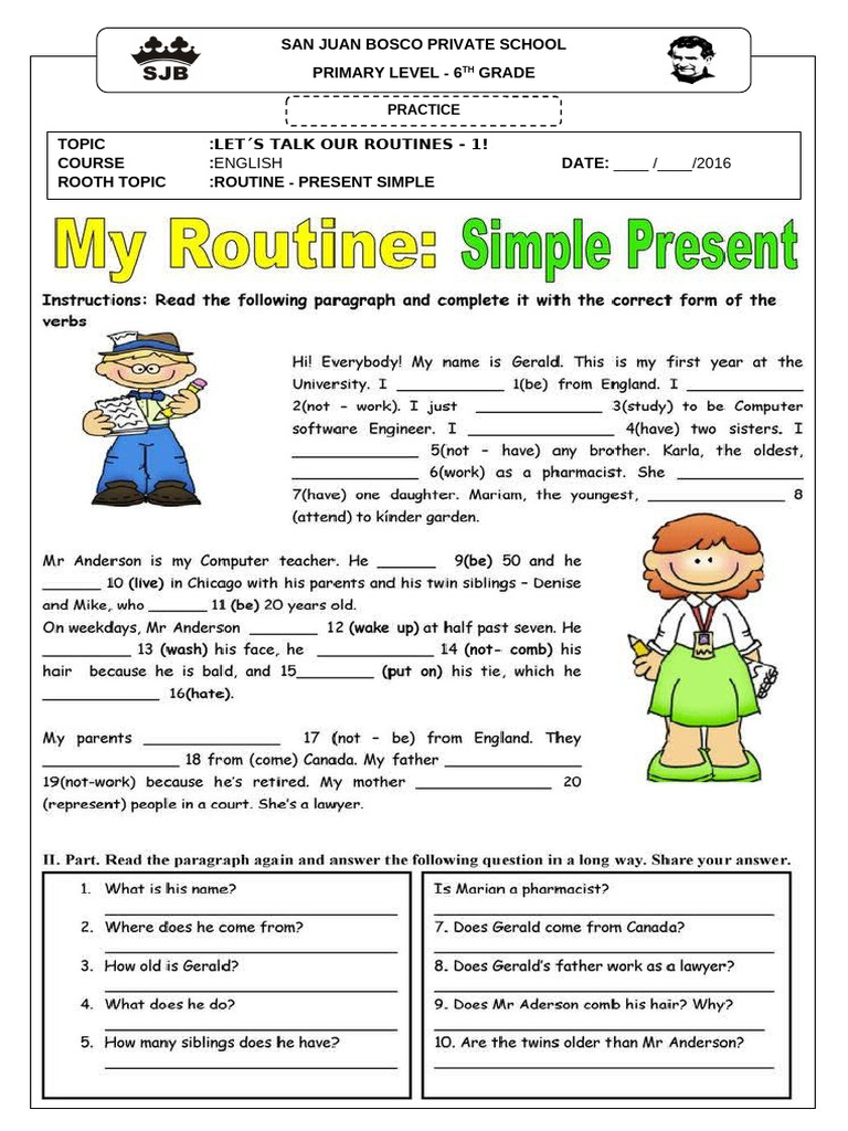 6th Grade English Routine Practice | PDF