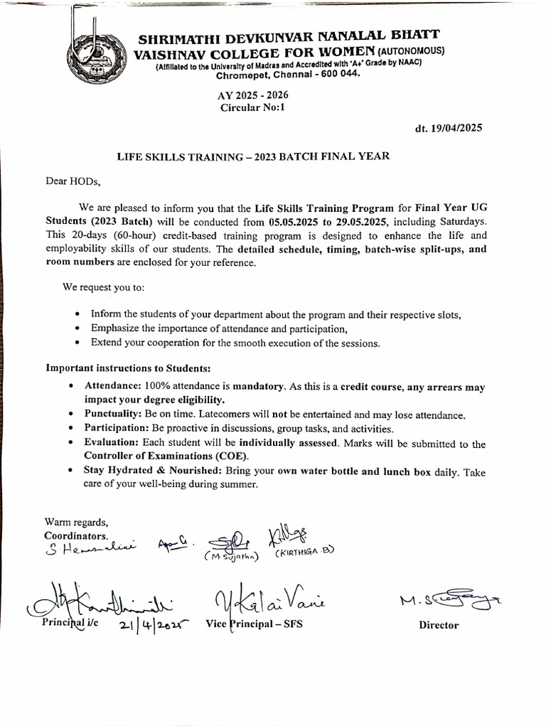 CIRCULAR and Batch Details | PDF