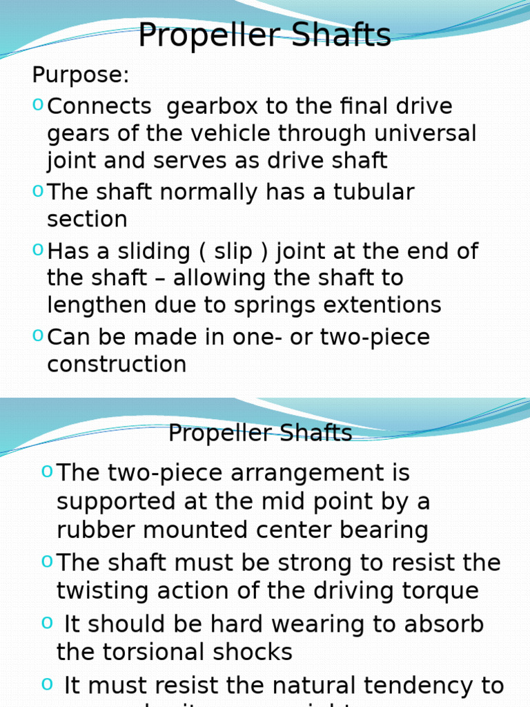 Understanding Propeller Shafts and Axles | PDF | Axle | Land Vehicles
